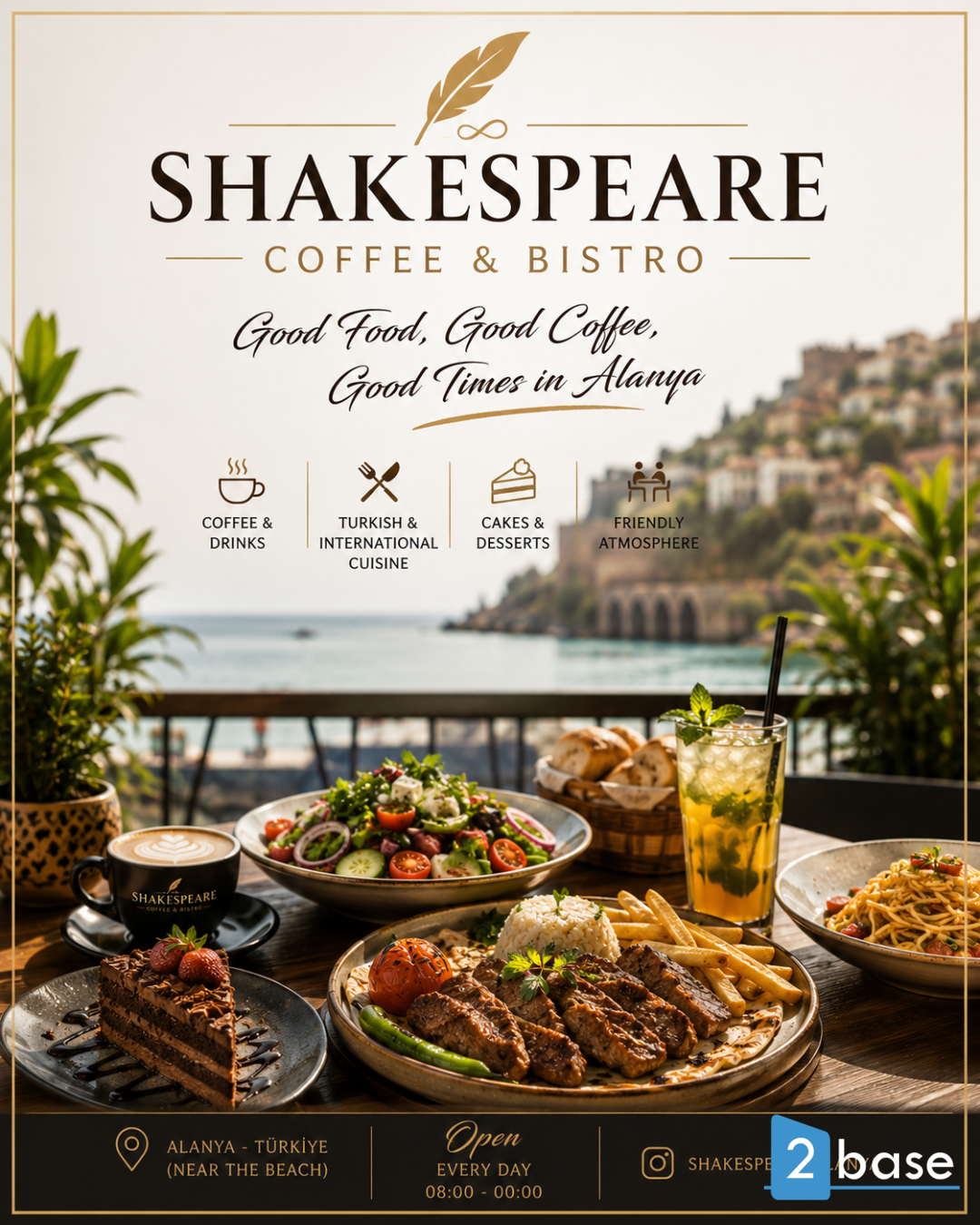Shakespeare Coffee & Bistro à Alanya : Un café littéraire cosy | 2Base.com